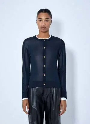 Bottega Veneta Silk Double Knit Cardigan