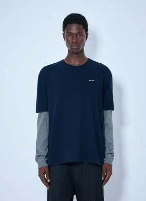 Miu Miu Layered Wool And Cashmere Sweater With Chest Logo