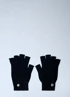 Rick Owens Ribbed Trim Fingerless Gloves - Black