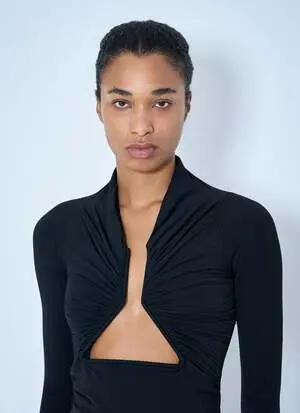 Rick Owens Jersey Ls Prong Top - Black