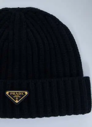 Prada Logo Motif Beanie Hat