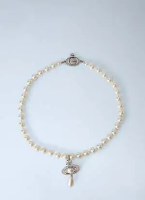 VIVIENNE WESTWOOD Pearl Orb Pendant Choker Necklace - Silver