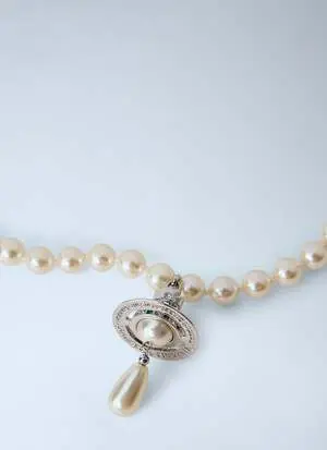 VIVIENNE WESTWOOD Pearl Orb Pendant Choker Necklace