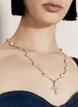Dolce & Gabbana Roseary-style Necklace With Rhinestone Crosses - Black