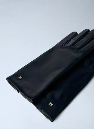 Max Mara Leather Gloves With Logo Detail