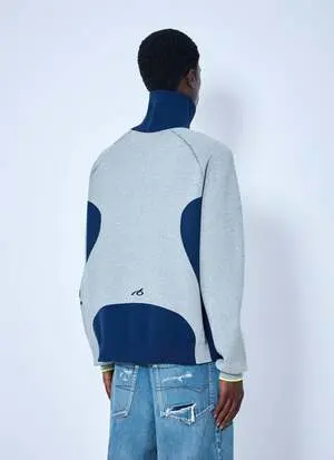 Balenciaga High-neck Zip-up Track Jacket With Contrast Panels - Gray
