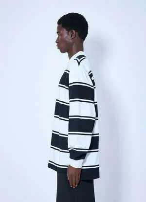 Balenciaga Striped Logo-patch Polo Shirt - Black