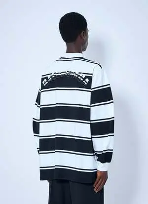 Balenciaga Striped Logo-patch Polo Shirt - Black
