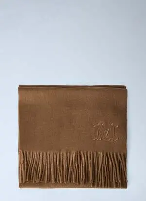 Max Mara Embroidered Fringe Wool Scarf
