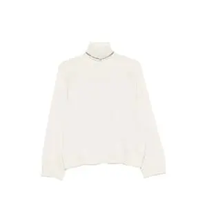 Brunello Cucinelli Cashmere Fine Knit Jumper With Monili Chain Embellishment - Gray