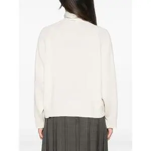 Brunello Cucinelli Cashmere Fine Knit Jumper With Monili Chain Embellishment - Gray