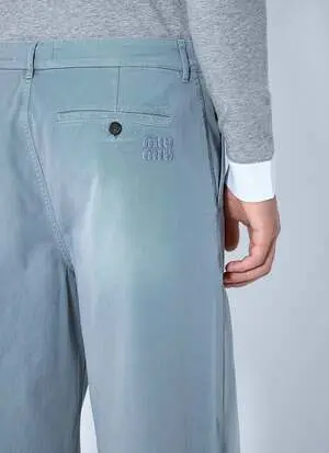 Miu Miu Garment-dyed Twill Pants - Gray