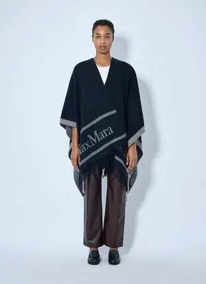 Max Mara Fringed Wool Wrap - Blue