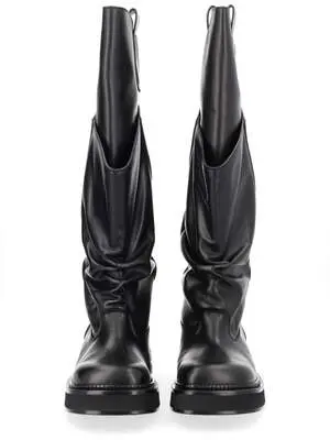 Attico Calf Leather Tall Boots - Black
