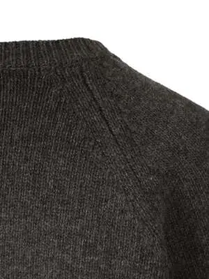Max Mara Virgin Wool Crew Neck Button-down Cardigan - Gray