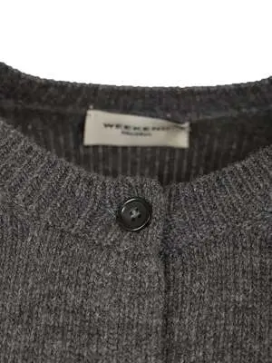 Max Mara Virgin Wool Crew Neck Button-down Cardigan - Gray