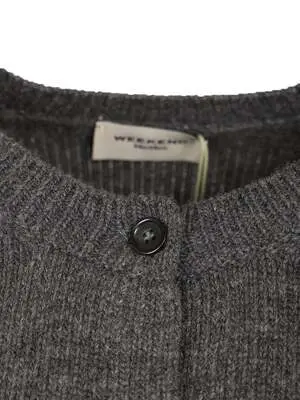 Max Mara Virgin Wool Crew Neck Button-down Cardigan - Gray