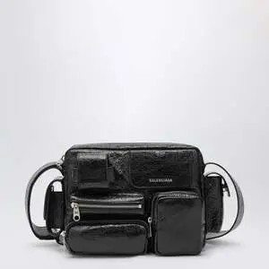 Balenciaga Superbusy Camera Bag In Arena Lambskin - Black