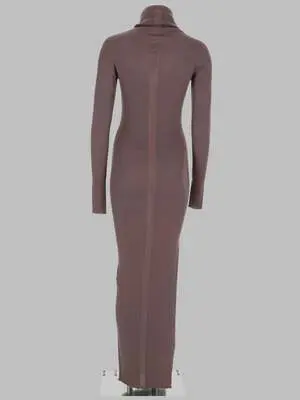Rick Owens Ribbed Turtleneck Maxi Dress With Side Slit