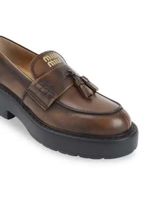 Miu Miu Smooth Leather Loafers With Tassels