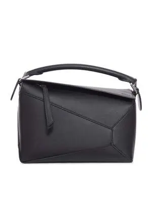 Loewe Small Puzzle Edge Bag In Classic Calfskin Leather - Black