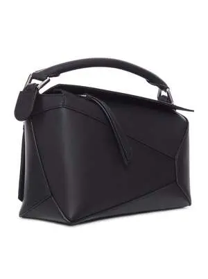 Loewe Small Puzzle Edge Bag In Classic Calfskin Leather - Black