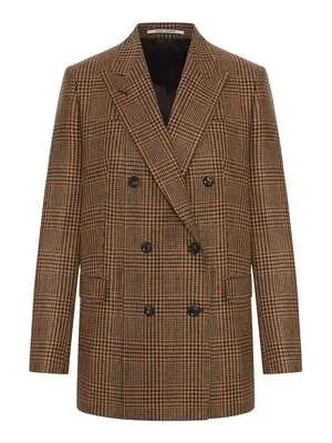 Tagliatore Double-breasted Check Cashmere Blend Blazer Jacket