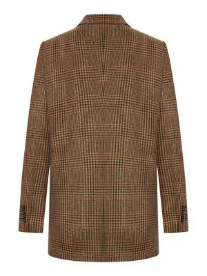 Tagliatore Double-breasted Check Cashmere Blend Blazer Jacket