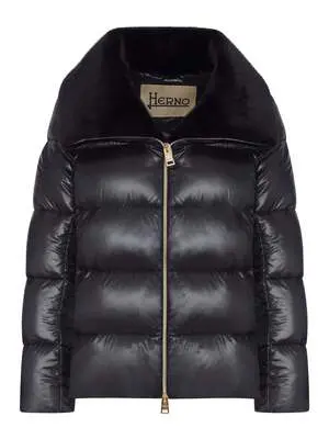 Herno Shiny Down Jacket With Fur Collar