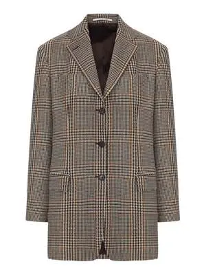 Tagliatore Checked Wool Blend Blazer Jacket With Three Buttons