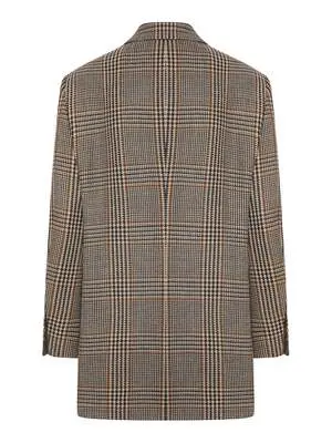 Tagliatore Checked Wool Blend Blazer Jacket With Three Buttons