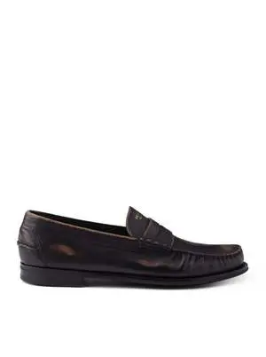 Prada Antique Leather Loafers - Brown