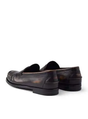 Prada Antique Leather Loafers - Brown
