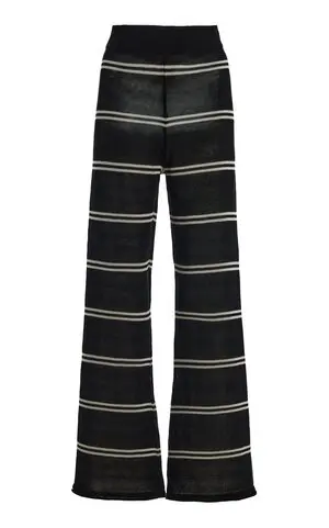 ZULU & ZEPHYR Striped Knit Flared-leg Pants