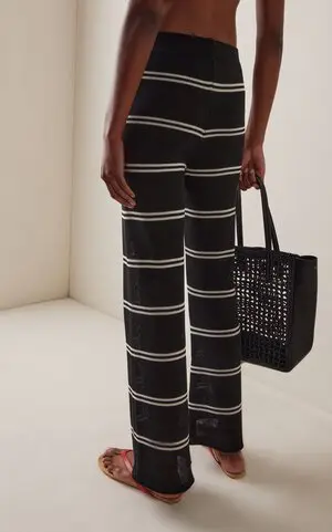 ZULU & ZEPHYR Striped Knit Flared-leg Pants