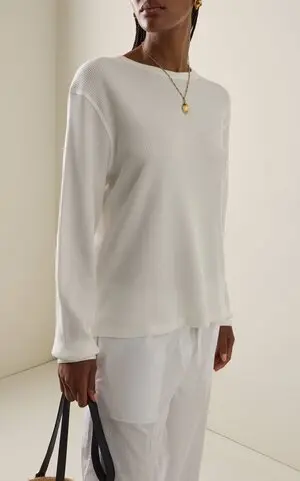 WITH NOTHING UNDERNEATH Bessette Waffled Cotton Top