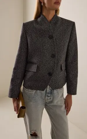 HOUSE OF DAGMAR Short Curved Wool-blend Jacket