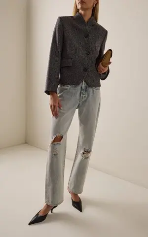 HOUSE OF DAGMAR Short Curved Wool-blend Jacket