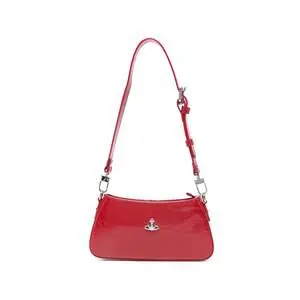 VIVIENNE WESTWOOD Crinkled Calf Leather Shoulder Bag - Red