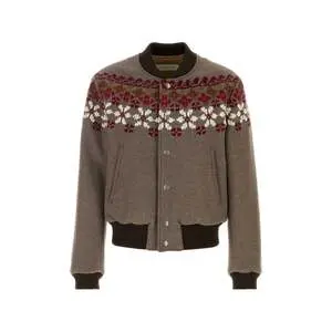 Dries Van Noten Wool Fair Isle Knit Bomber Jacket