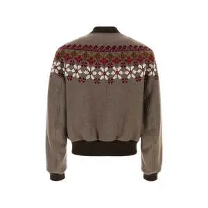 Dries Van Noten Wool Fair Isle Knit Bomber Jacket