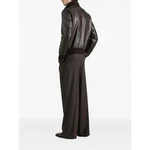 Dolce & Gabbana Lambskin Bomber Jacket With Knit Collar