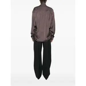 Andamane The Attico Pussy-bow Satin Blouse - Brown