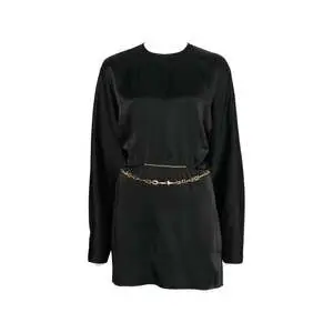 Saint Laurent Chain Detail Long Sleeve Mini Dress