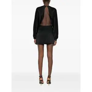 Saint Laurent Chain Detail Long Sleeve Mini Dress