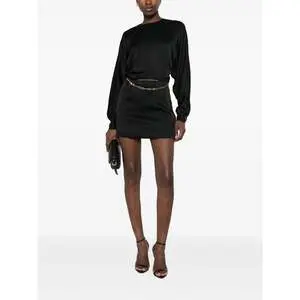 Saint Laurent Chain Detail Long Sleeve Mini Dress