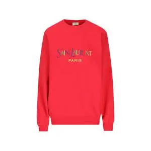 Saint Laurent Crewneck Sweatshirt With Multicoloured Logo Embroidery