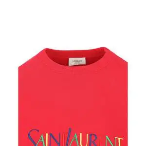 Saint Laurent Crewneck Sweatshirt With Multicoloured Logo Embroidery