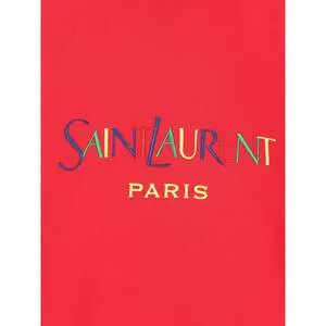 Saint Laurent Crewneck Sweatshirt With Multicoloured Logo Embroidery