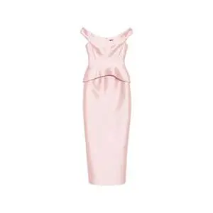 Solace London Off-shoulder Peplum Maxi Dress - Pink